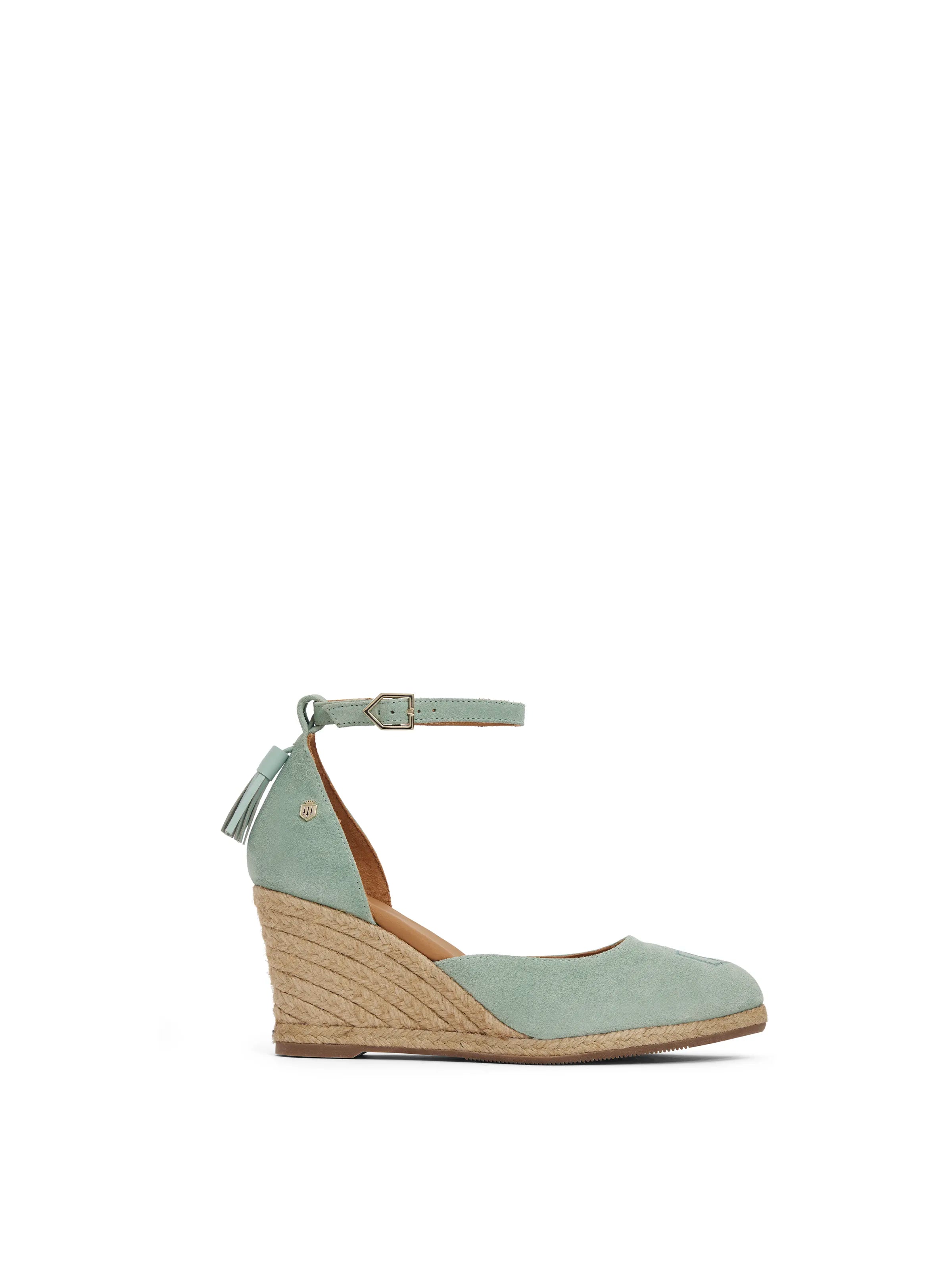 'Monaco' Wedge Mint Suede – The Shoe Room Doncaster